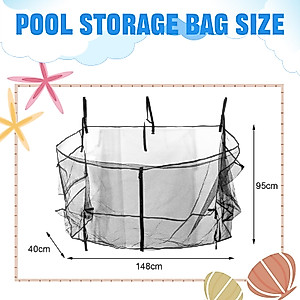 Pool Float Storage Bag,Adjustable Pool Toys Organizer Hanging Mesh Bag with 3 Side Pockets for Rafts,Balls,Floats,Inflatable Toys,Extra Large Pool Toy Storage Net Bag Pouch,Swimming Pool Accessories