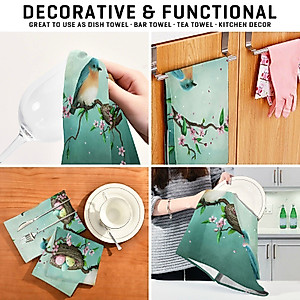 SLHKPNS Easter Colorful Eggs Kitchen Dish Towel Set of 4,Spring Bird Flower 18x28in Absorbent Dishcloth Reusable Cleaning Cloths for Household Use, 18 in x28 in