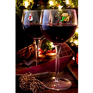 Simply Charmed Wine Charms and Magnetic Glass Markers Fun for Winter with Snowman, Snowflake, Puppy Dog and more - Set of 6