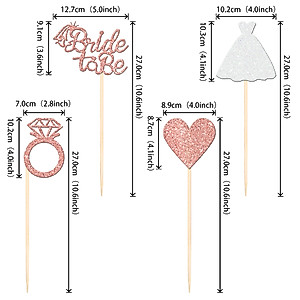 12 PCS Bride to Be Centerpiece Sticks Double Sided Glitter Heart Ring Dress Bridal Shower Table Flower Centerpieces for Wedding Engagement Bachelorette Party Flower Decorations Supplies Rose Gold