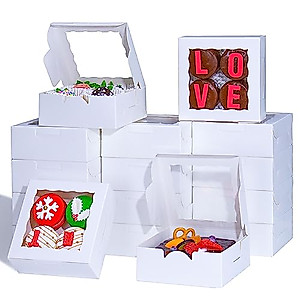 JCXGRVC 50PCS 5x5x2 Inch Bakery Boxes Chocolate Covered Strawberries Boxes for 4 Mini Cake Boxes Cookies Macaron Boxes Pie Boxes Browines boxes
