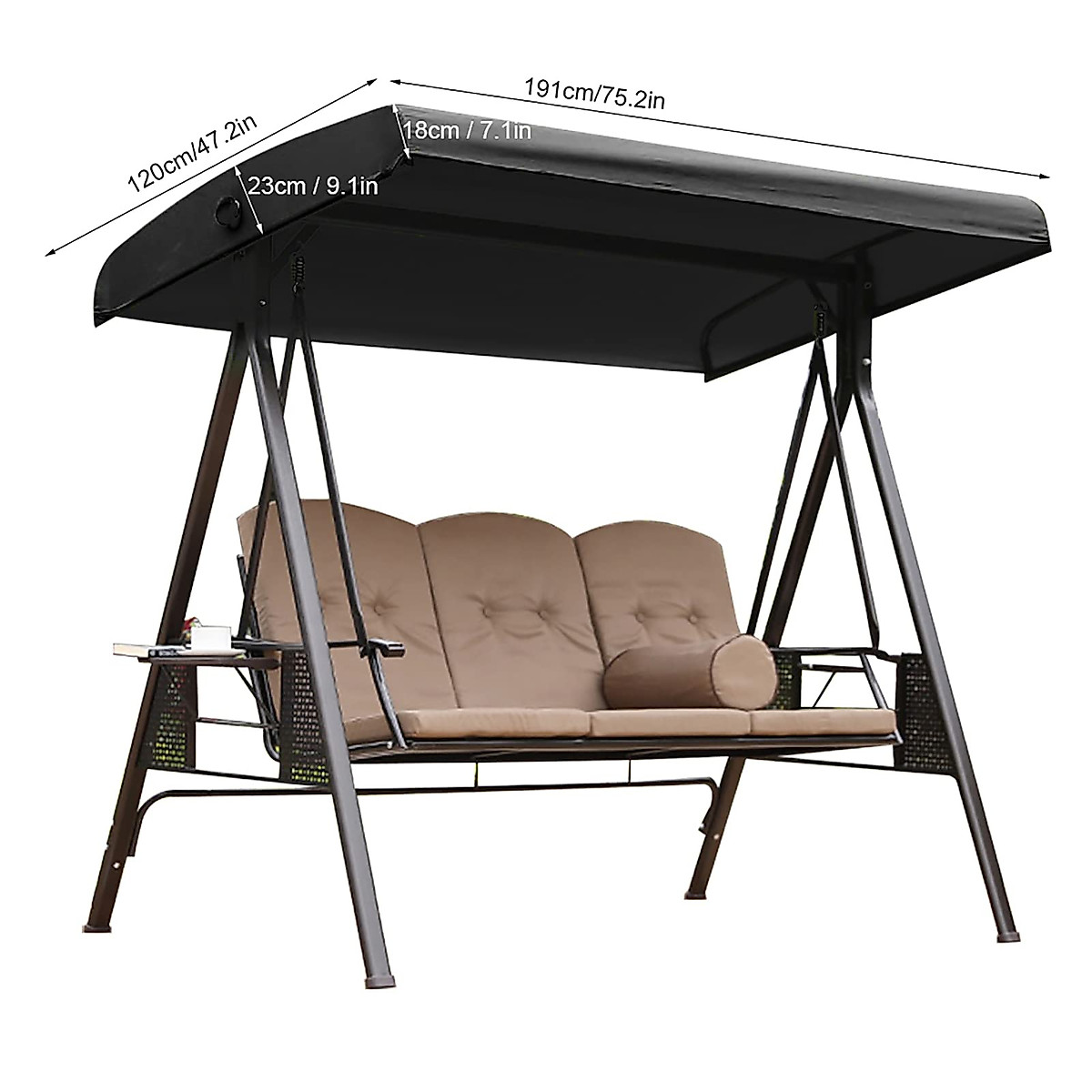 Lwuey Outdoor Patio Swing Canopy Cover, Waterproof Swing Chair Porch Top Sun Shade UV Resistant Awning Glider Windproof Hammock Roof Protection Replacement Yard Garden Poolside Balcony Backyard(black)