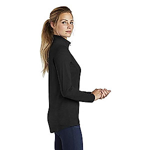 ST Ladies PosiCharge Tri-Blend Wicking 1/4-Zip Pullover L Black Triad Solid