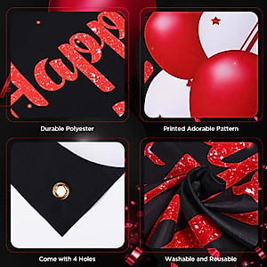 Red Happy Birthday Banner Decorations Large Red and Black Birthday Backdrop Sign in Birthday Decorations Photo Booth Background for Men Women Girls Birthday Anniversary Party Supplies 71x44Inch