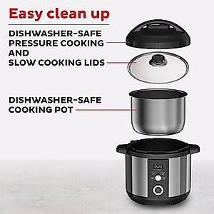 6QT Easy 3-in-1 Slow Cooker, Pressure Cooker, and Sauté Pot, Versatile Family Cooking, Black