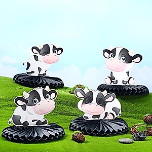8 Pieces Cow Print Honeycomb Centerpieces Cow Theme Party Honeycomb Table Topper Cow Print Farm Animal Barn Party Supplies for Children's Party Western Cowboy Theme Kids Birthday Party Decorations