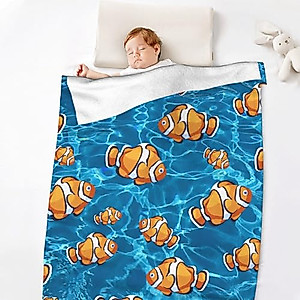 Clownfish Fleece Throw Blanket Gift Soft Warm Lightweight Blankets for Bed Sofa Couch Car 50 x 40in for Kids