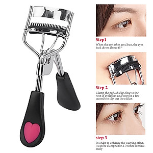 5Pcs Eyelash Curler with Built in Comb, Lash Curler with 4 Extra Silicone Replacement Pads, Professional Makeup Tool Portable Compact Partial Makeup Curler(Size:5Pcs)