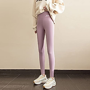 Women's Winter Warm Fleece Joggers Pants Casual Jeans Skinny Jogger Sweaterpants(A-Pink,Large)