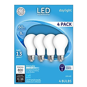GE Lighting 93098314 LED Light Bulbs, Frosted Daylight, 8-Watts, 750 Lumens, 4-Pk. - Quantity 1