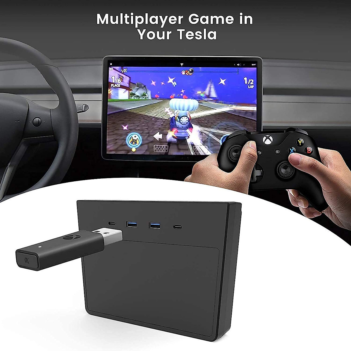 TAPTES USB Hub Gen 2 for Model Y 2020, for Model 3 (June to Oct 2020),Dashcam & Sentry Mode Viewer USB with 5 in 1 Ports for Model Y Accessories 2020