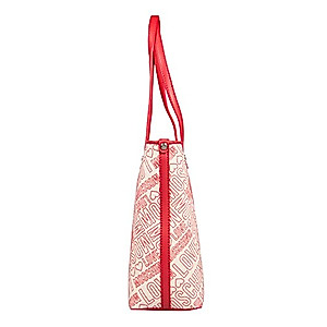 Love Moschino Cream Red Signature embossed construction for womens