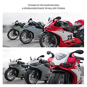 MING YING 66 Pull Back Motorcycle Model - 1:12 Scale Toy Motorcycle,Motorcycle Toy with Light and Music Gift for Children Boys and Girls (Red)