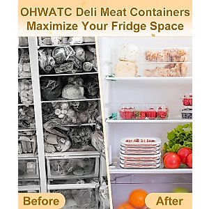 OHWATC Deli Meat Container for Fridge Airtight Lunch Meat Storage Boxes For Refrigerator Bacon Stackable Food Storage Boxes With Lid Meal Prep Containers For Cold Cuts BPA-Free (1 Lid, 1Pcs)