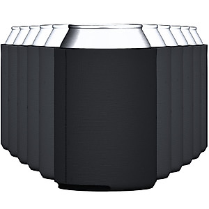 TahoeBay Blank Can Cooler Sleeves (15-Pack) Black Plain Soft Insulated Blanks for Soda, Beer, Water Bottles, HTV Vinyl Projects, Wedding Favors and Gifts