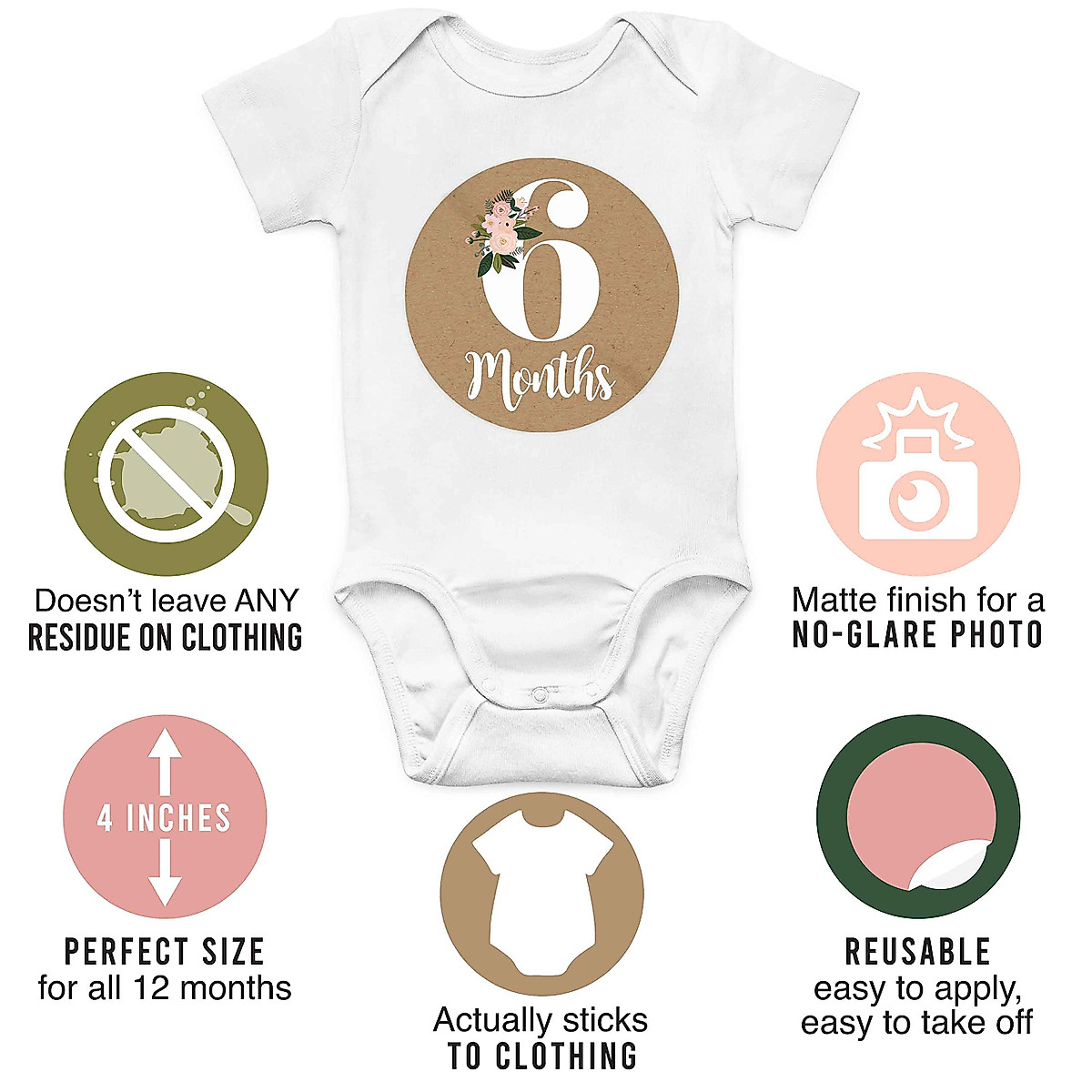 16 Monthly Baby Milestone Stickers Girl - Rustic Baby Monthly Milestone Stickers for Baby Girl, Milestone Baby Monthly Stickers, Baby Month Stickers for Baby Photo Props, Monthly Baby Stickers Girl