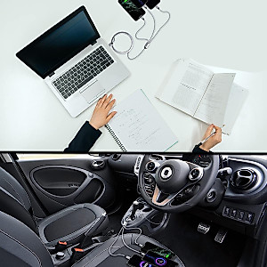 Multi 3 in 1 USB Long iPhone Charging Cable, 1.8M/5.9Ft Nylon Braided Universal Phone Charger Cord USB C/Micro USB/Lightning Connector Adapter for Android/Apple/Samsung/LG/Pixel/Huawei/XiaoMi(Gray)