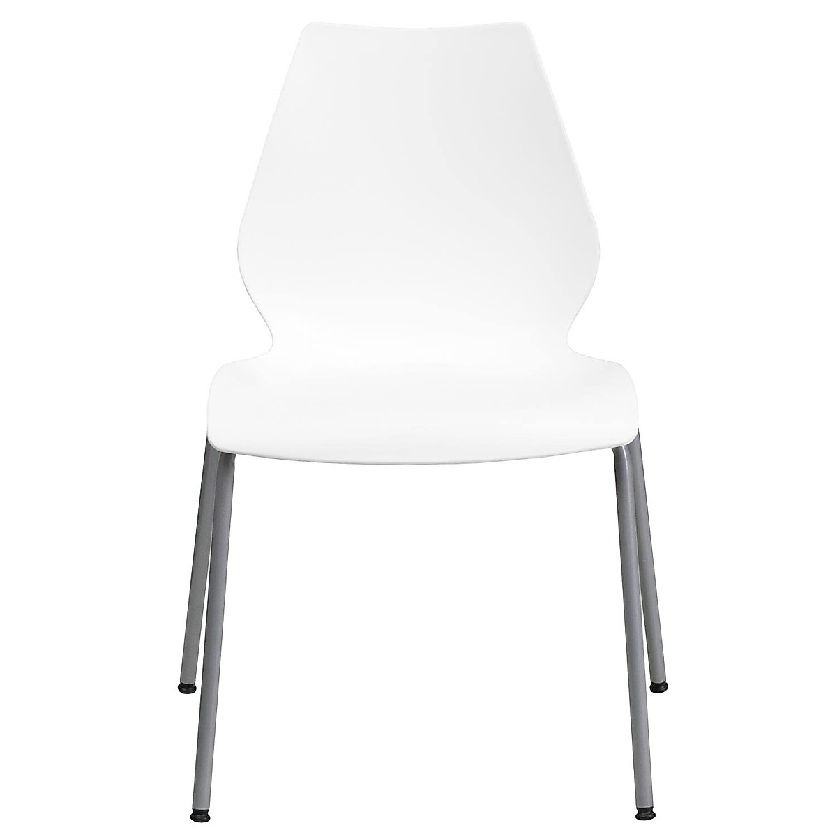 Flash Furniture HERCULES Series 770 lb. Capacity White Stack Chair with Lumbar Support and Silver Frame