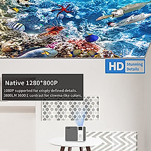 Mini Portable Projector WiFi Bluetooth 5500Lumen HD Smart TV Projector 200" Display,HDMI Audio USB Android Os Wxga Projectors Artwork Backyard Garden Movie Theater