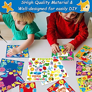 chiazllta 30 Pcs Summer Under The Sea Craft Kits for Kids Preschool Ocean Animal DIY Picture Frame Crafts Kindergarten Back to School Activities Game Classroom Bulletin Board Decorations