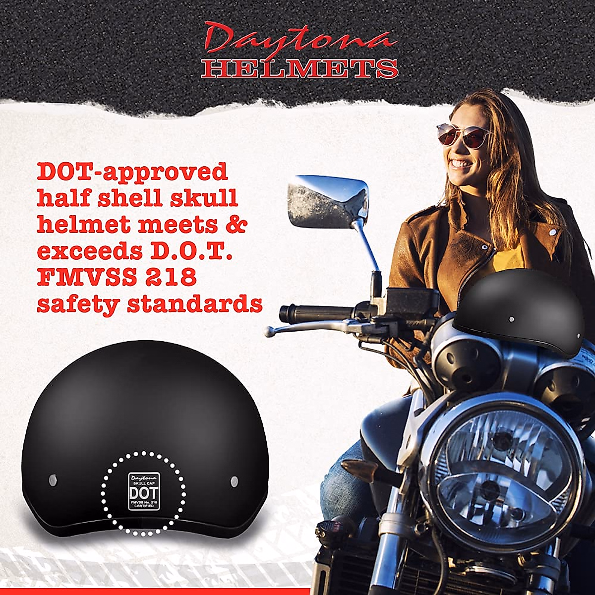 Motorcycle Helmet Half Skull Cap - Lightweight & Stylish DOT Approved Helmets for Adults - Perfect for Men and Women Riders - Comfortable & Secure Fit- Stylish Protection for Everyday Riding
