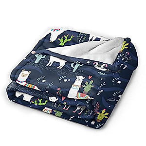 Cute Llama Soft Warm Throw Blanket Lightweight Flannel Fleece Bed Blanket Gift for Girls Boys Men Women Chair Couch 60"x50"