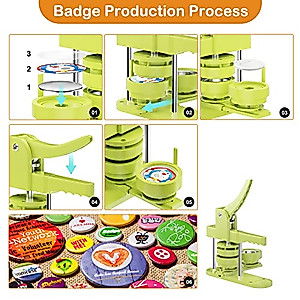 Button Maker Machine Multiple Sizes 330 Sets, Pin Maker 1''+1.25''+2.25'' Button Making Supplies, DIY Pinback Button/ Keychain Badge/ Bottle Opener Button/ Fridge Magnet Button for Christmas Party