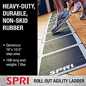 SPRI Roll-Out Agility Ladder Speed Training Equipment - Workout Exercise Fitness Equipment for Sports: Soccer, Football, Baseball, Basketball, Hockey, Boxing, Tennis, Softball