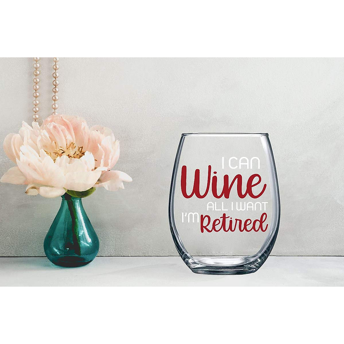 I Can Wine I'm Retired - 15oz Funny Stemless Wine Glass Perfect Retirement Gift for Women Men Dad Mom Unique Present for Friends Coworkers Office Boss Grandma & Family Retiree Retiring - By Funnwear
