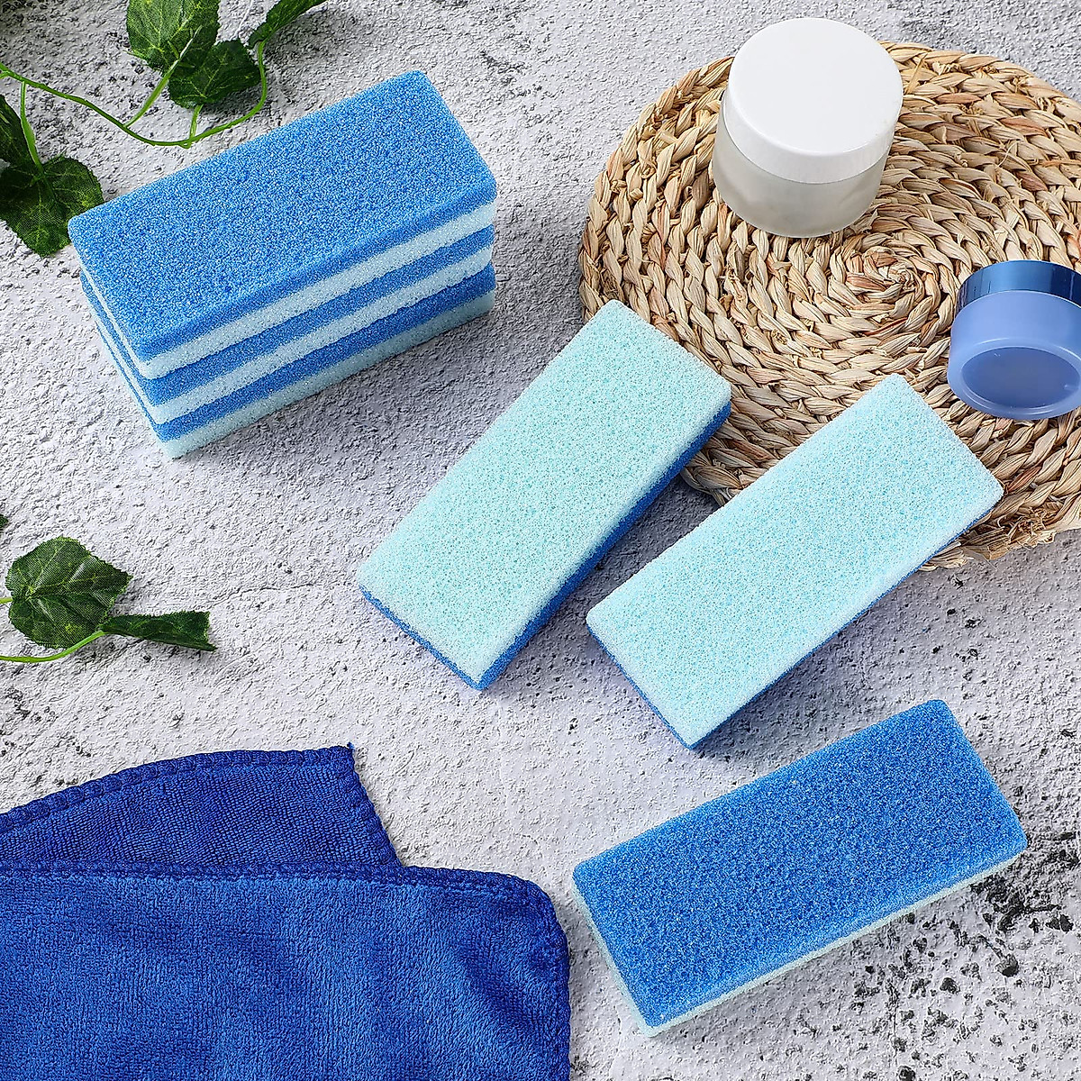 24 Pieces Foot Pumice Stone for Feet Skin Callus Remover and Scrubber Hard Skin Foot Scrubber for Dead Skins, 2 in 1 Double Sided Hard Skin Callus Remover Scrubber Pedicure Exfoliate Tool, Blue