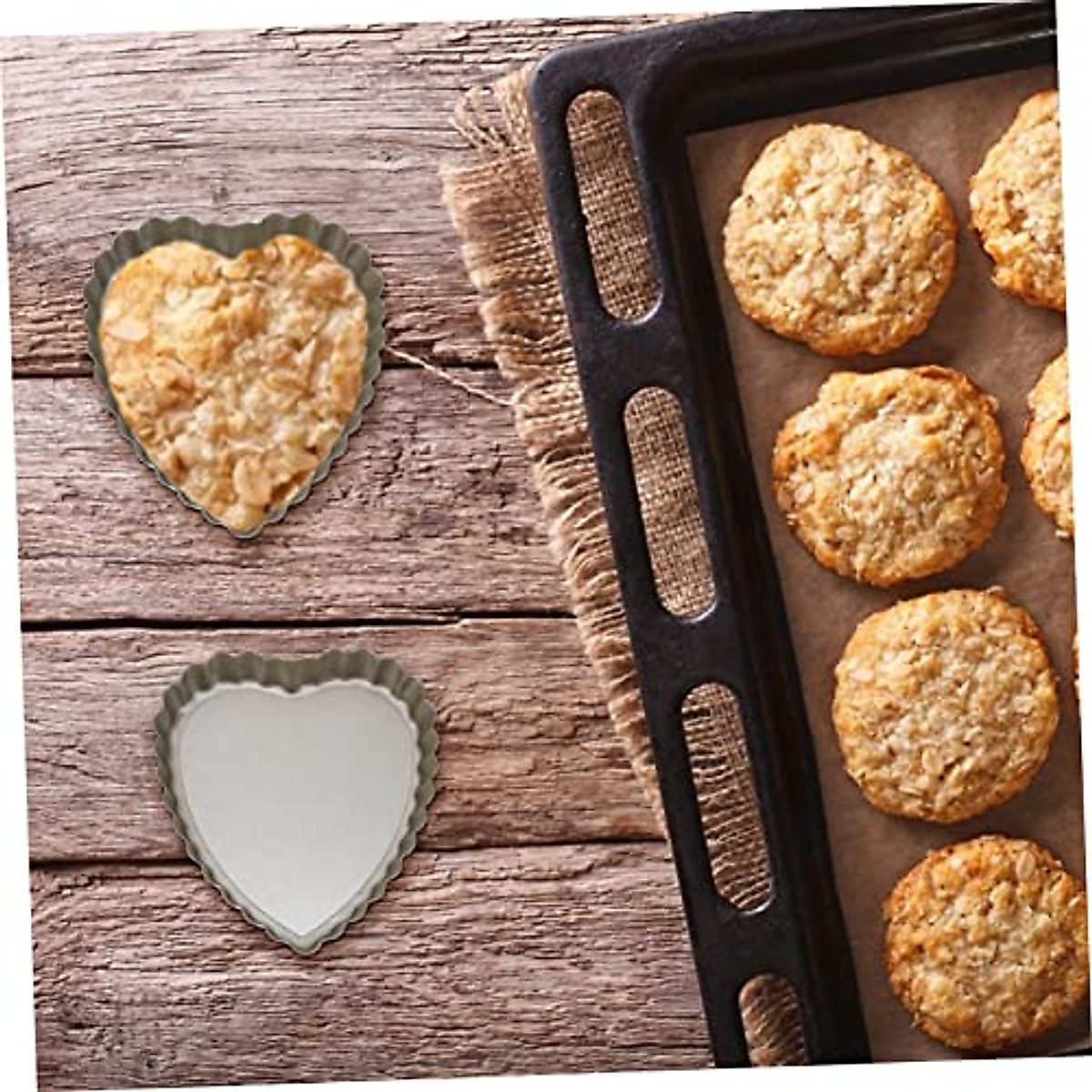 Cabilock Pancake Mold Cake Pan 2pcs Heart Mold Pan Oven Roasting Pan Baking Pan Kitchen Baking Tool Carbon Steel Golden Casserole Cheesecake Heart Shaped Cake Pans