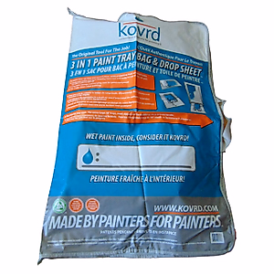 Kovrd 2-in-1 Reusable Paint Tray Storage Bag and 39” x 29” Drop Cloth, Keep Brushes Rollers and Paint Wet for Days, Fits 5-gal Bucket, Contractor Quality for Professional Interior and Exterior Jobs