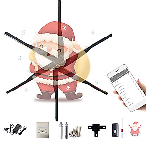 3D Hologram Fan Projector Display with APP, Trade Show Display 616PCS LED Beads, Four-Axis and High Transmission Speed, 3D Holographic Fan Uploaded by iOS and Android 27.5 inch