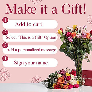 Fresh Flowers Delivery - Next-Day Delivery - 24 Assorted Roses - Flower Fresh Bouquet - Fresh Cut Long Stem Roses Bouquet of Flowers Birthday Gifts for Women -Aquarossa Farms