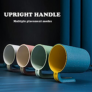 GEJIA Plastic Reusable Coffee Mugs with Handles，Stackable Unbreakable Coffee Cups Set of 4-16.5 Ounce Cups for Cocoa, Milk, Tea or Water, Drinking Cup for Kids & Adult, Dishwasher and Microwave Safe