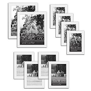 Americanflat 10 Piece White Picture Frames Collage Wall Decor - Gallery Wall Frame Set with Two 8x10, Four 5x7, and Four 4x6 Frames, Shatter Resistant Glass, Hanging Hardware, and Easel Included