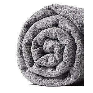 State Cashmere Herringbone Throw Blanket - Soft Accent Blanket for Couch, Sofa & Twin Standard Bed Made w/Merino Wool & Cashmere Sourced from Inner Mongolia - (Charcoal/Heather Grey, 90"x60")