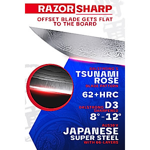 Dalstrong Slicing Knife - Offset Blade Carving Knife - 12 inch - Shogun Series ELITE - Japanese AUS-10V Super Steel Kitchen Knife - G10 - Damascus - Vacuum Treated - Sheath - Bread Knife, Meat Slicer