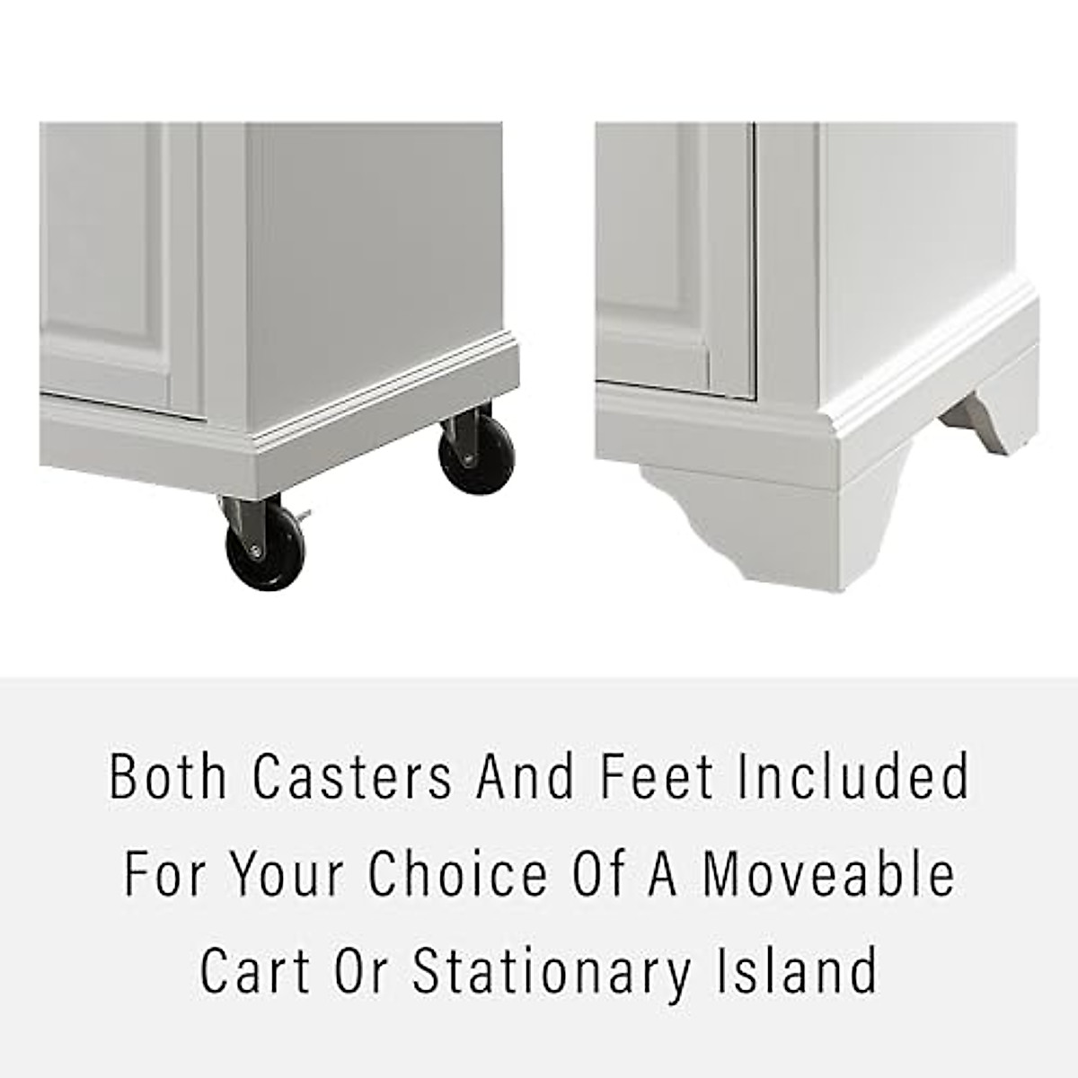 Crosley Furniture Lafayette Granite Top Rolling Kitchen Island Storage Cart, Microwave Stand, Spice Rack, White
