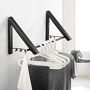 Drying Clothes Rack Wall Mounted Foldable Retractable Laundry Drying Rack Collapsible Laundry Organizer For Hanging Clothes Tripod Laundry Room Storage With 3pcs 15.7inch Rods For Balcony Bedroom Dorm
