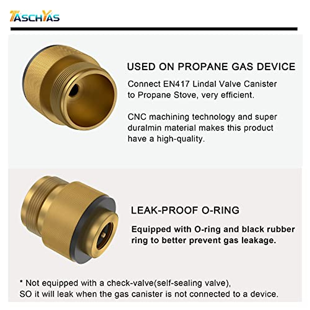Isobutane to Propane Adapter - Taschyas Camping Grill Propane Gas Stove Adapter - Input: EN417 Lindal Valve Canister, Output: Propane Gas Stove Z20