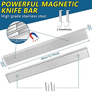 Magnetic Knife Strips(15 Inch X Set Of 2) Magnetic Knife Storage Strip, Knife Holder, Knife Strip, Kitchen Utensil Holder, Tool Holder, Multipurpose Magnetic Knife Rack (stainless steel, 1pcs.)