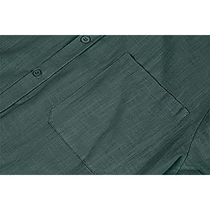 Maiyifu-GJ Men's Short Sleeve Beach Shirts Lightweight Summer Button Down Shirt Plain Tropical Holiday T Shirt with Pocket (Grey,3X-Large)