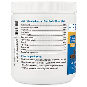 Freydell Pet's Dog Hip and Joint Chews for Large Breeds - Glucosamine, Hemp Seed Oil, Organic Turmeric Extract & Chondroitin Chews - Dog Joint Supplements & Vitamin C for Dogs - Extended Joint Care