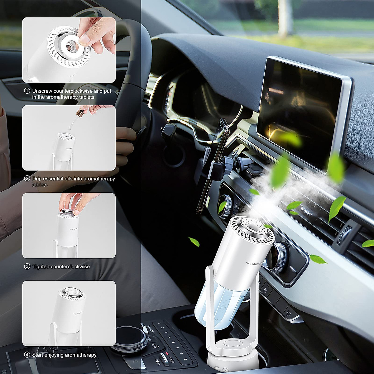 LUCOG Portable Mini Humidifier, Cool Mist Small Humidifiers, USB Personal Desktop Humidifiers for Baby, Bedroom, Plants, Quiet Air Humidifier, Vaporizers with LED Lights for Office Home Car and Travel