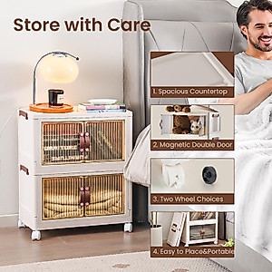 Bearhug Collapsible Stackable Storage Bins, 4 Packs, 8.7 Gal, Foldable Storage Bins with Doors and Wheels - Dual Opening Foldable Cabinet Organizer for Home and Office (8.7 Gallon Capacity, Set of 4)