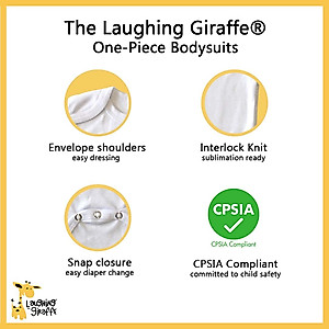 Laughing Giraffe Baby Short Sleeve One Piece Bodysuit 100% Polyester Sublimation Blank White (0-3 Months)