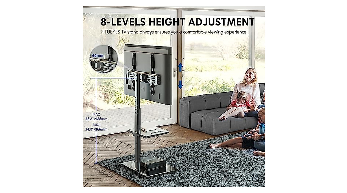 FITUEYES Universal TV Stand for 32-60 Inch TVs | Swivel, Height Adjustable