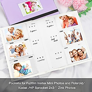 Photo Album for Fujifilm Instax Mini Camera, 180 Pockets Instax Mini Album with Memo Areas, 2X3 Photo Album for Polaroid 2x3 ZINK Film Camera, Fujifilm Instax Mini 1112 9 8 40 Evo Instant Camera, White