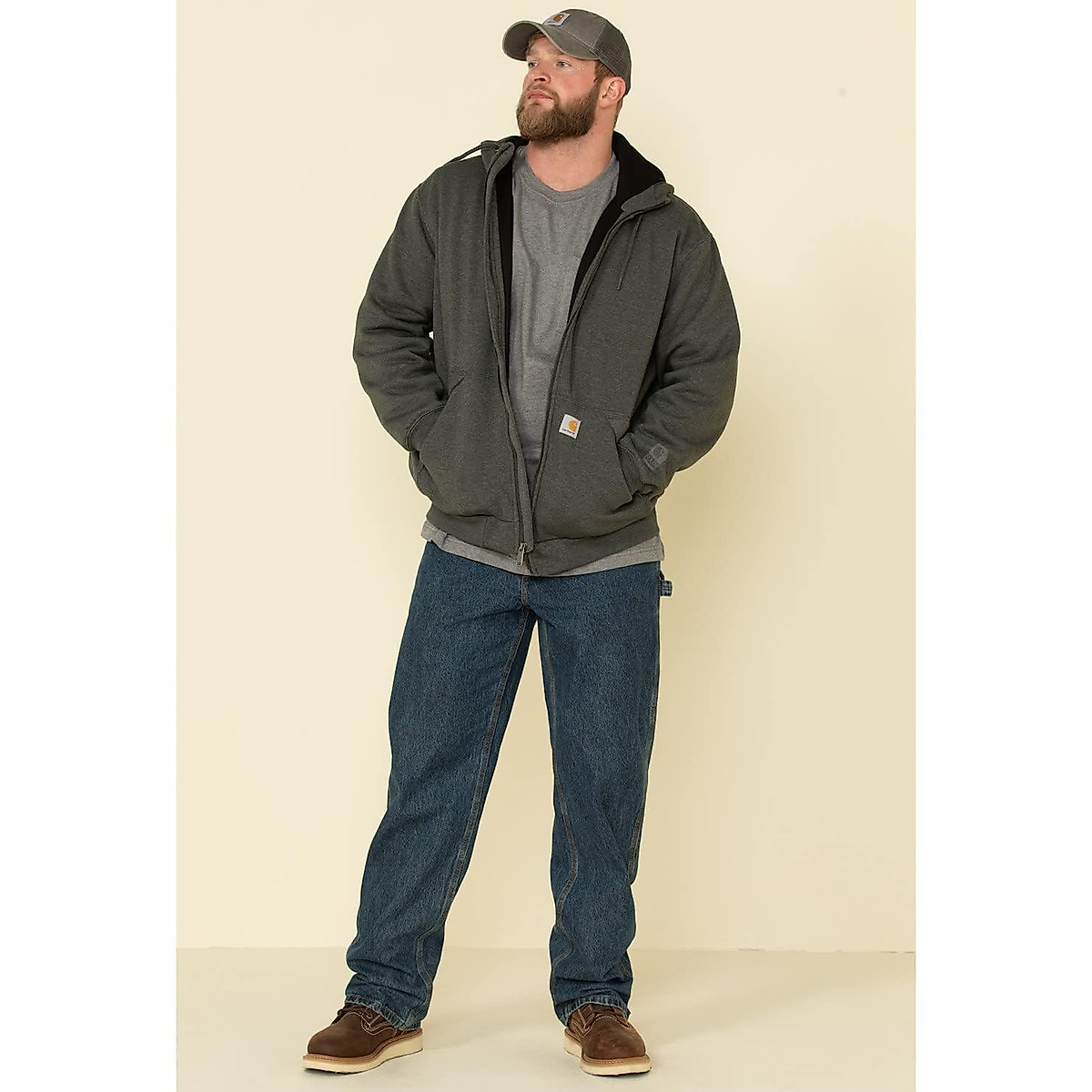 Carhartt mens Hoodie Sweatshirt, Carbon Heather, Medium US